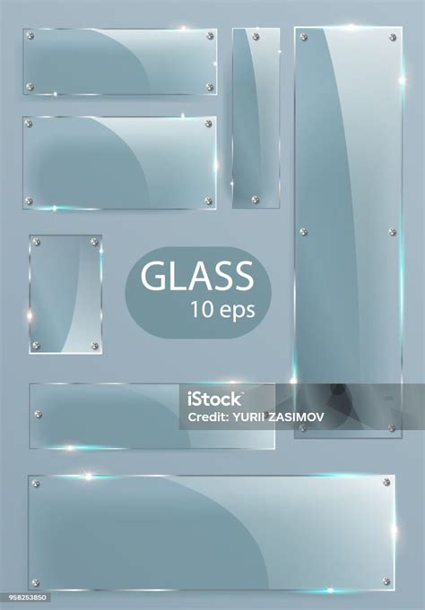 투명 유리 접시 세트입니다 모양 사각형 및 둥근 원형 광장 마운트와 모의 통해 참조 0명에 대한 스톡 벡터 아트 및 기타 이미지