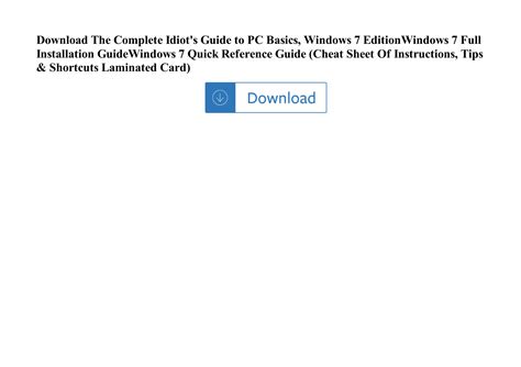 The Idiots Guide To Pc Basics Windows 7 Editionwindows Full