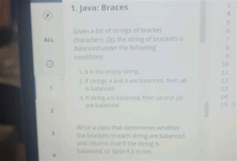 Java Braces Given A List Of Strings Of StudyX