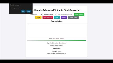 Voice To Text In Html Css And Javascript Youtube