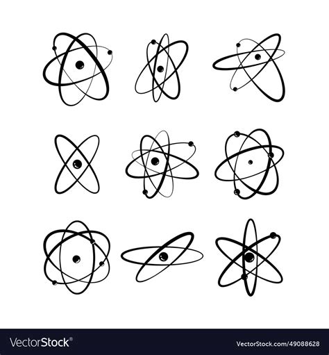 Atom Orbit Set Cartoon Royalty Free Vector Image