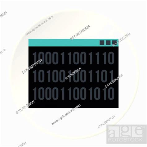 Binary Code On Screen Icon Flat Illustration Of Binary Code On Screen Vector Icon For Web
