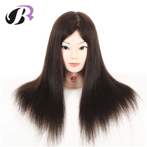 Female Cm Professional Hairstyling Training Head Real Human Hair Mannequin Hairstyles Model