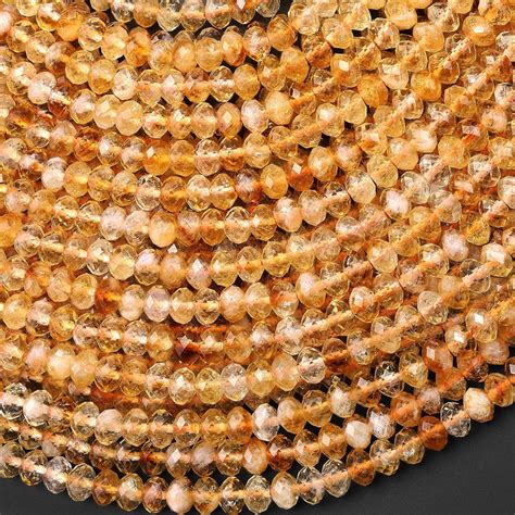 Aaa Faceted Natural Golden Yellow Citrine Rondelle Beads 6mm 15 5 Str