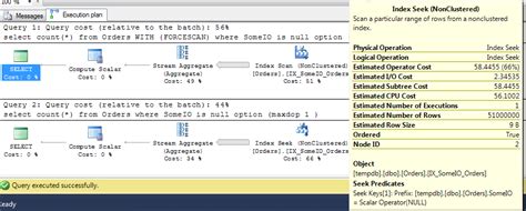 Sql Server Execution Plan Shows Index Seek For Is Null Query On Non Clustered Index Stack