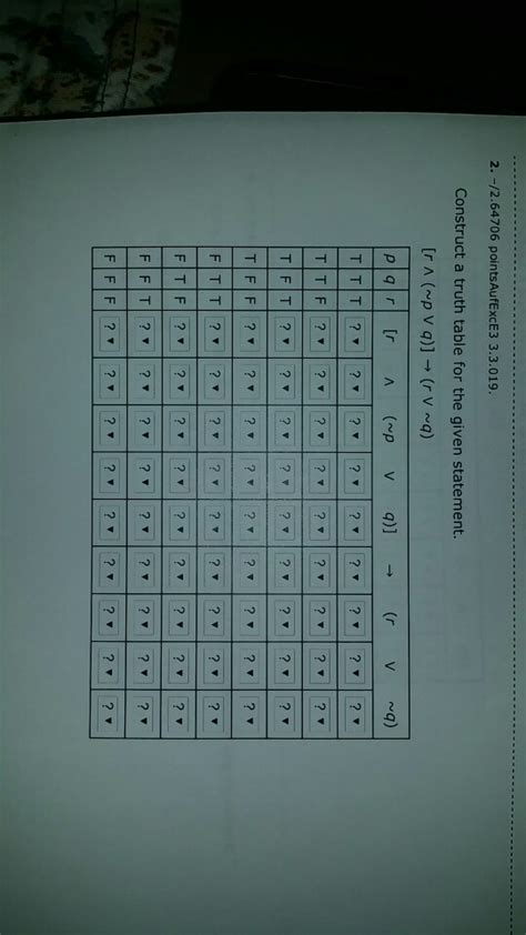 Solved Construct A Truth Table For The Given Statement R Chegg