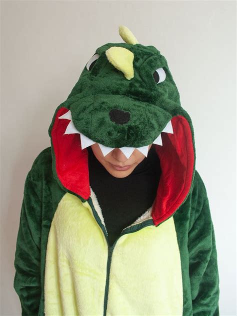 Pijama Afelpada Premium Mameluco Dinosaurio Verde Para Adulto En 2024 Pijama Otoño Invierno