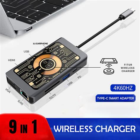 Jual WINUP Converter Hub Adapter 9 In 1 4K USB Type C 3 0 USB HDMI 100Watt HDMI Wireless Charge