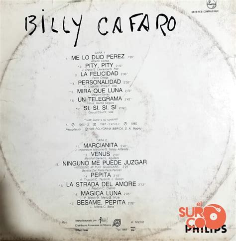 Disco De Vinilo De Billy Cafaro Billy Cafaro Vinyl Record