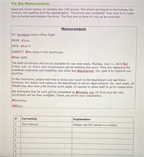 Solved Fix The Memorandum Read The Memo Below It Contains Chegg Com