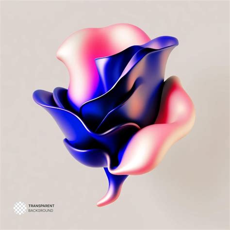 Premium Psd A Reflective Metallic Object Gradient Fluid Form Flower