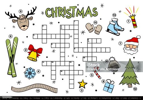 아이들을위한 메리 크리스마스 크로스 워드 퍼즐 어린이 겨울 게임 가로세로 낱말퍼즐에 대한 스톡 벡터 아트 및 기타 이미지 가로세로 낱말퍼즐 크리스마스 12월 Istock