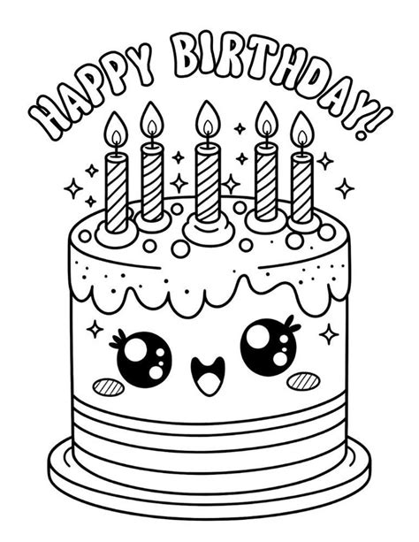 Páginas Para Colorear De Pastel De Cumpleaños Imprimibles Gratis