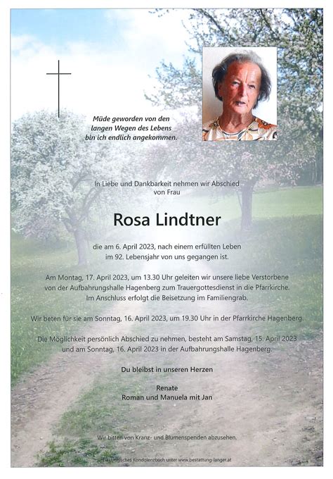 Rosa Lindtner Bestattung Langer