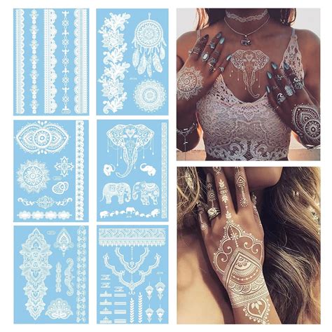 White Lace Temporary Tattooflash Fake Waterproof Body Tattoos Stickers