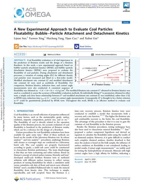 pdf a new experimental approach to evaluate coal particles