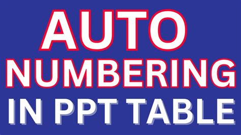 INSERT AUTO NUMBERING IN POWER POINT TABLE ALL WAYS TO INSERT NUMBERING IN PPT TABLE MOCK