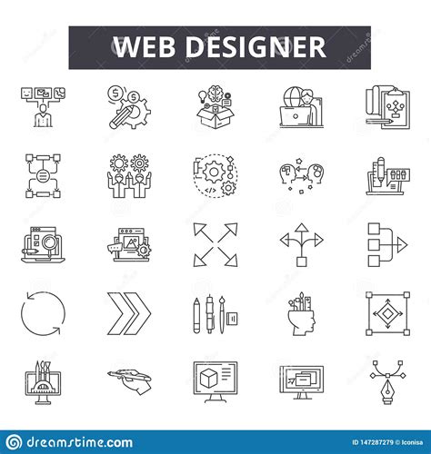 Web Designer Line Vector Icons And Signs Designer Css Html