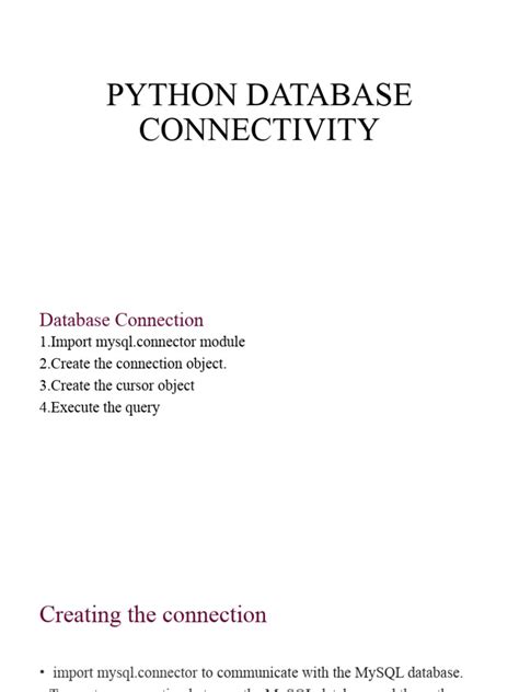 Python Database Connectivity Pdf Databases Computing
