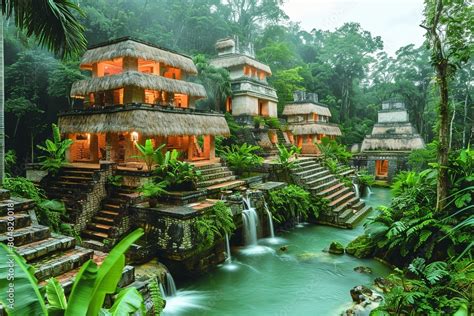 Mayan Citadel Of The Depths Subterranean Network With Interlocking Levels Stock Illustration