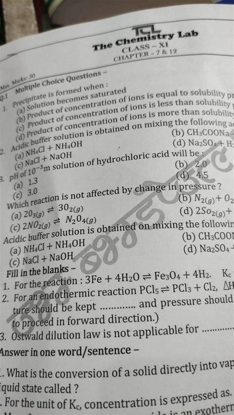 Acidic Buffer Nh4 Clnh4 Oh Ci Pter 7 And 12 Filo
