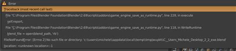 Save As Game Engine Runtime Error Game Engine Support And Discussion
