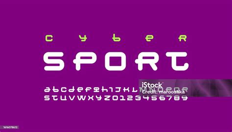 테크니컬 와이드 두꺼운 미래 글꼴 디지털 사이버 알파벳 A부터 Z까지의 트렌디한 원형 대문자 굵은 글씨와 0에서 9까지의 숫자 벡터 일러스트레이션 10eps 스포츠에 대한