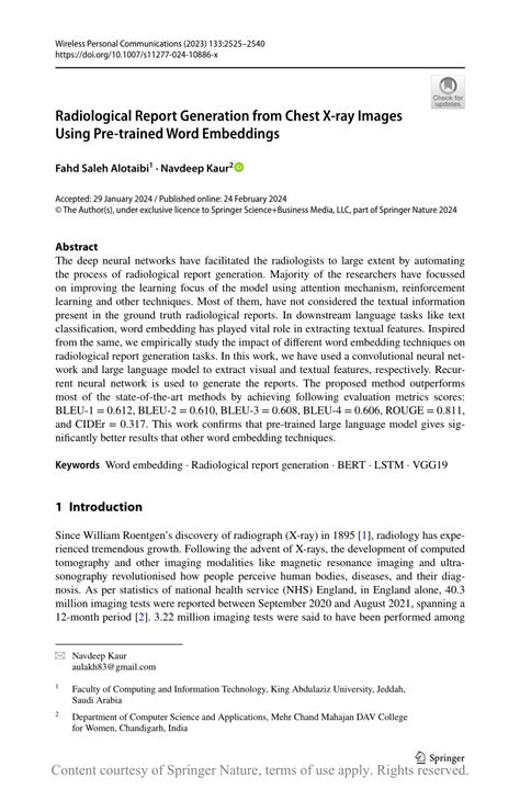 radiological report generation from chest x ray images using pre