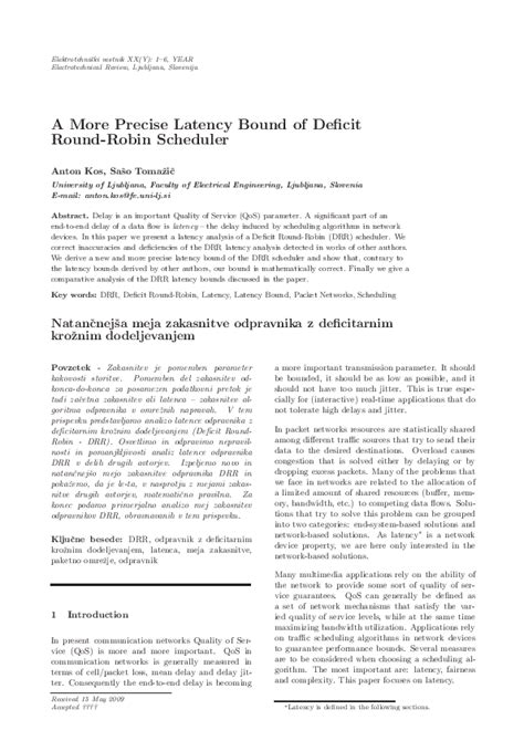 Pdf A More Precise Latency Bound Of Deficit Round Robin Scheduler