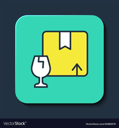 Filled Outline Delivery Package Box With Fragile Vector Image