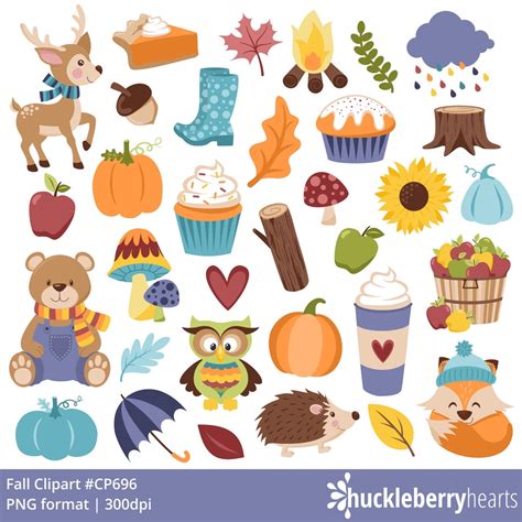 Cute Fall Clipart Autumn Svg Bundle Thanksgiving Png Pumpkin