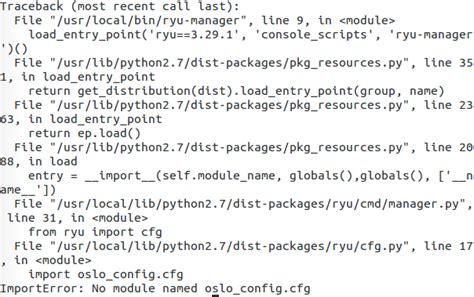 Python Importerror No Module Named Osloconfigcfg Ryu App Stack Overflow