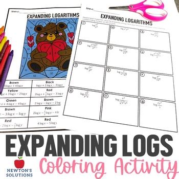 Expanding Logarithms Using Properties Of Logs Valentine S Day Coloring Activity