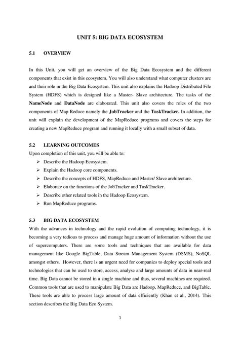 Unit 5 Big Data Ecosystem 06 Bsc Computer Science Sppu Studocu