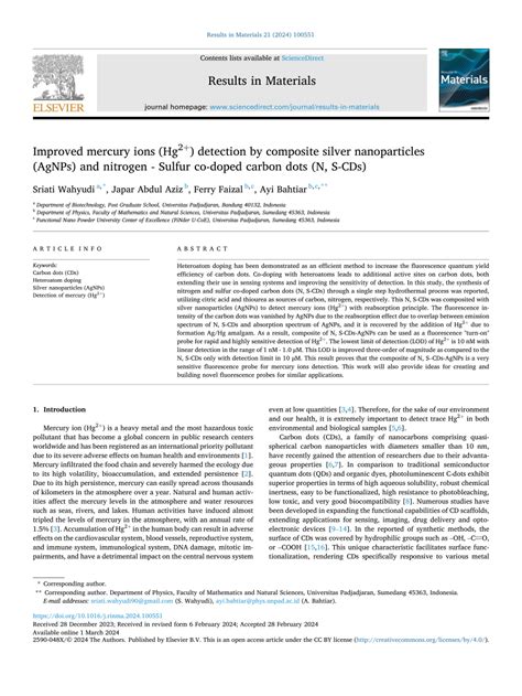 Pdf Improved Mercury Ions Hg2 Detection By Composite Silver