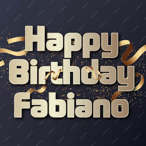 Premium Photo Happy Birthday Fabiano Gold Confetti Cute Balloon Card Photo Text Effect