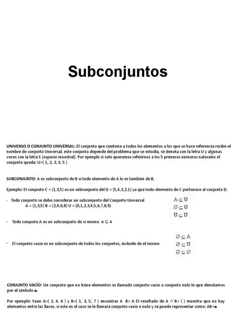 02 Subconjuntos Pdf Conjunto Matemáticas Subconjunto
