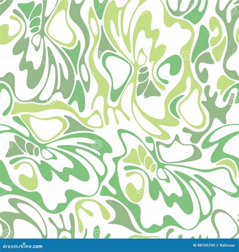 Vector Color Seamless Swirl Olive Grass Background Green Abstract Floral Texture Stock Vector