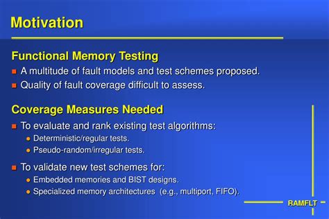 Ppt Fault Coverage Analysis Of Ram Test Algorithms Powerpoint