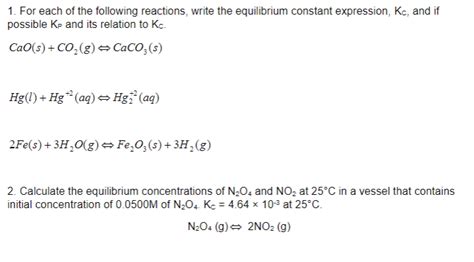 Solved 1 For Each Of The Following Reactions Write The