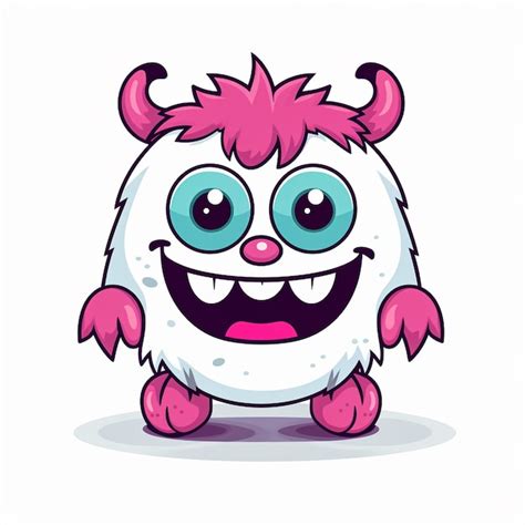 Premium Ai Image 2d Cute Cartoon Fiend Type Monster 2d Cartoon With Sharp Outlines On White