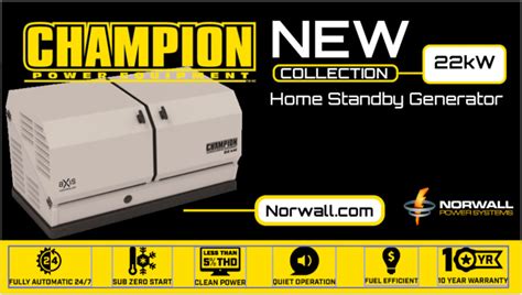 Norwall PowerSystems Adds Champion 22kW to Home Standby Line