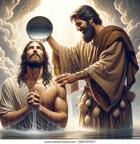 Jesus Being Baptized By John Baptist Ai Generated Image 2403749317 Shutterstock