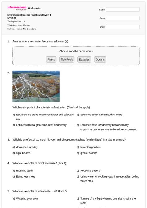 50 Environmental Science Worksheets For Class 6 On Wayground Free