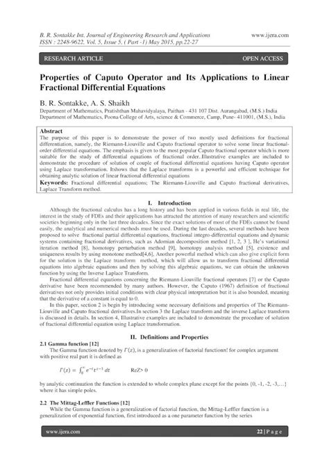 Pdf Properties Of Caputo Operator And Its Applications To Linear Fractional Differential