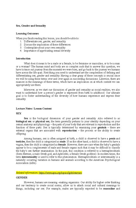 Lesson 1 Understanding Sex Gender And Sexuality Dynamics Studocu