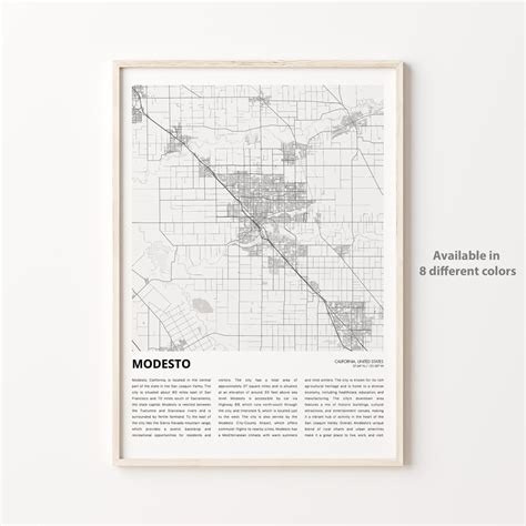 Modesto Map Print Modesto Travel Map Modesto Wall Decor Art Modesto