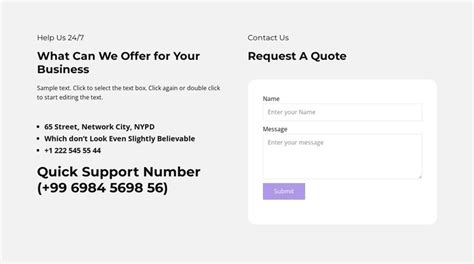 text info and contact form css template by nicepage