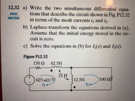 Solved A Write The Two Simultaneous Differential Equations