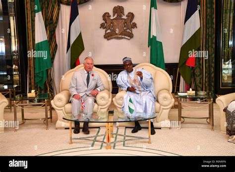 Nigerian President Muhammadu Buhari Presidential Villa Hi Res Stock